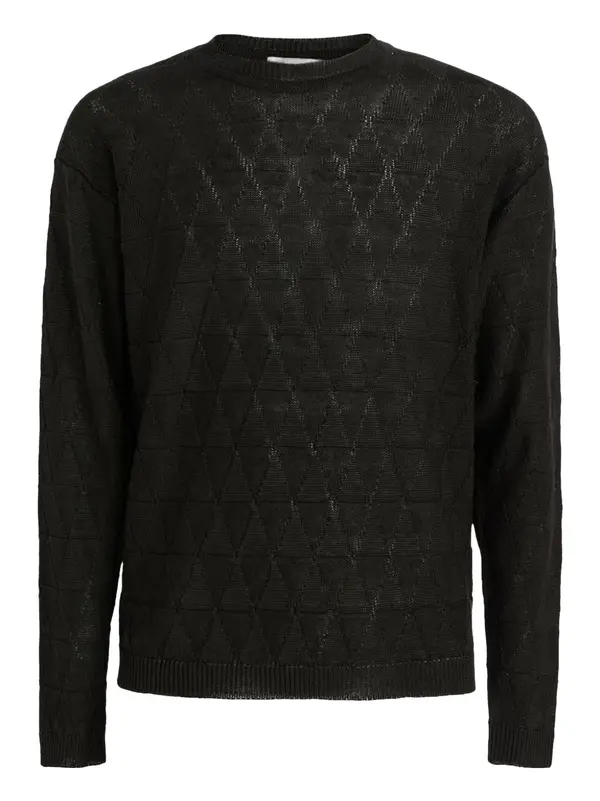 SUN HOUSE Diamond-pattern Jumper - Black