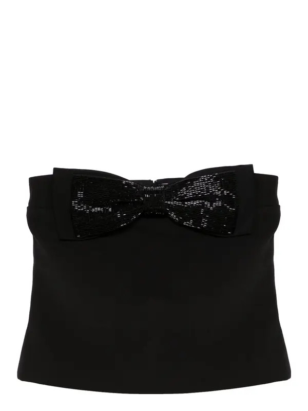 SELF-PORTRAIT Crepe Bandeau Top - Black