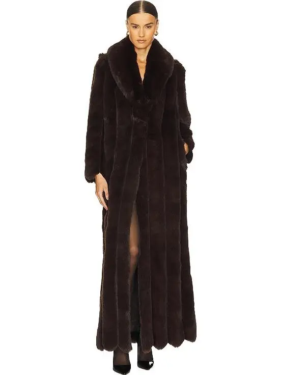 LOBA Luciana Faux Fur Maxi Coat - Chocolate