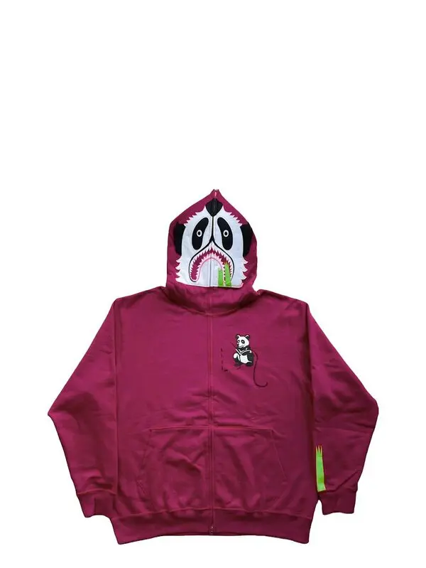 BAPE Full Zip Panda Hoodie - Red Black White