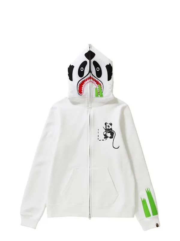 A BATHING APE Panda Full Zip Hoodie - White