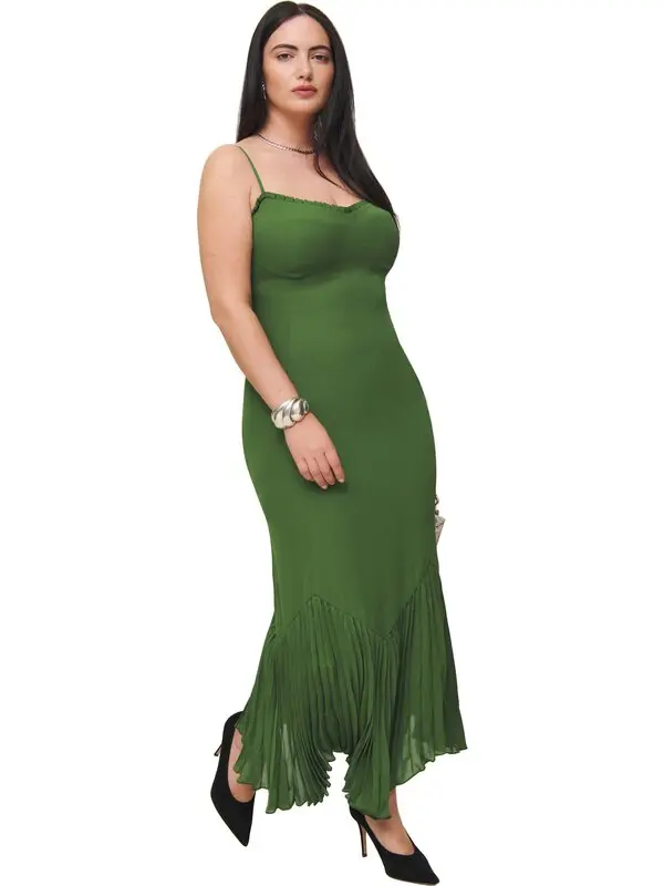 REFORMATION Aiko Midi Dress - Moss