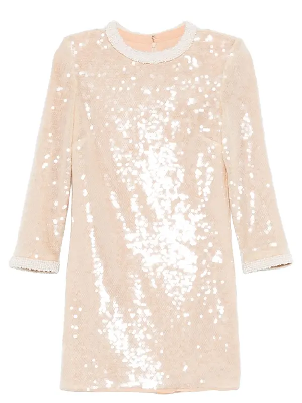 SELF-PORTRAIT Sequin Pearl-trim Mini Dress - Neutrals
