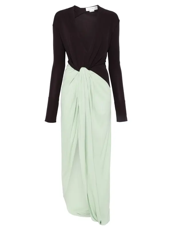 Victoria Beckham Knot-detail Jersey Gown - Green