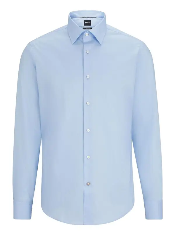 BOSS Button-up Cotton Shirt - Blue