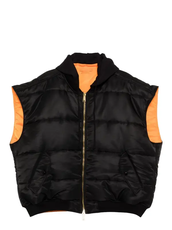 Vetements Hooded Logo Puffer Vest - Black