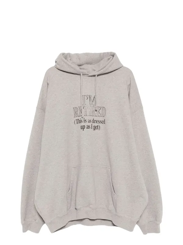 Vetements Slogan Print Hoodie - Grey