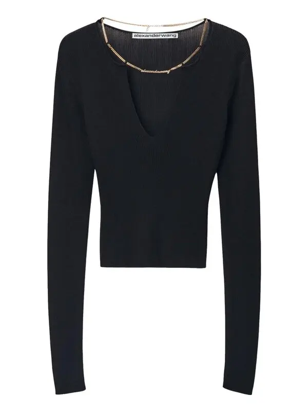 Alexander Wang Logo-plaque Knitted Top - Black