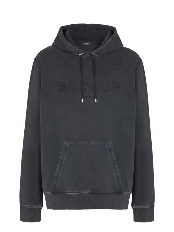 Balmain Logo-embroidered Hoodie - Grey