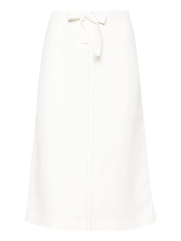 FERRAGAMO Contrast-stitching Drawstring Midi Skirt - White
