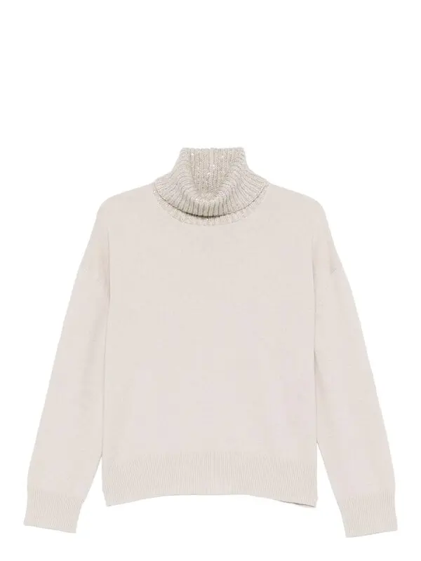 Fabiana Filippi Sequin Detail Roll Neck Sweater - Neutrals