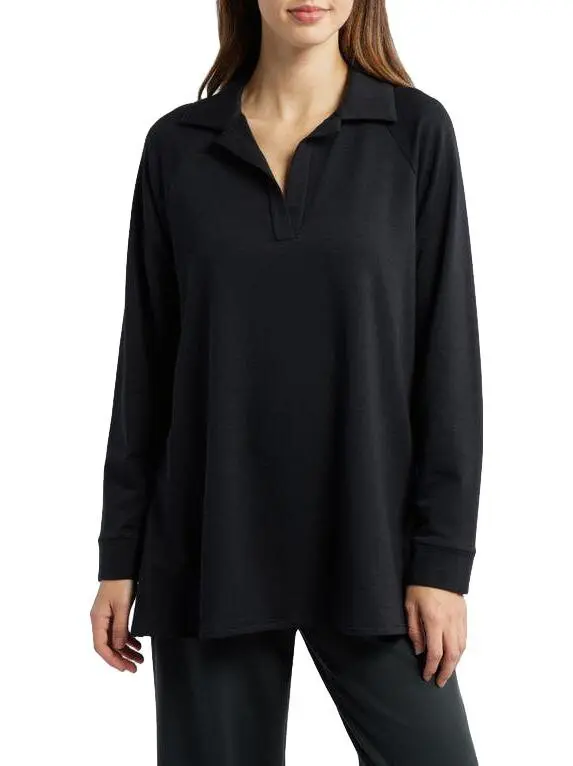 Eileen Fisher Johnny Collar Tunic Top - Black