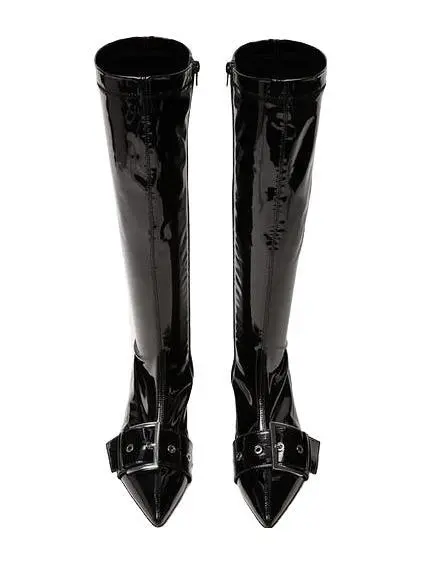 WeWoreWhat Knee High Buckle Boots - Black