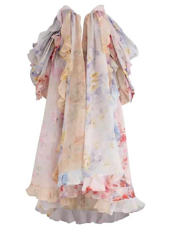 Zimmermann Crush Strapless Floral-print Linen-blend Dress - Multi Floral