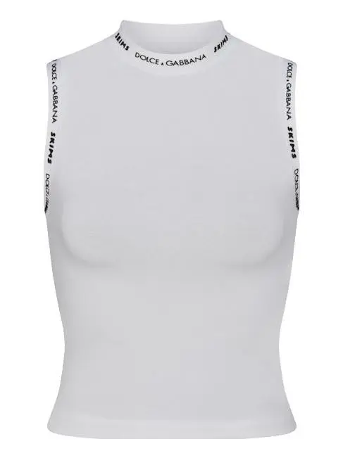SKIMS X Dolce&gabbana Cotton Jersey Mock Neck Tank - Snow