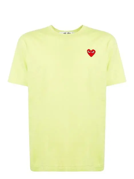 Play Comme Des Garcon Logo Embroidered T-shirt - Lime/red