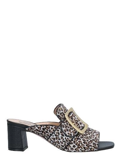 Bally Light Calfskin Sandals With Leopard Print And Buckle Detail - Light Grey