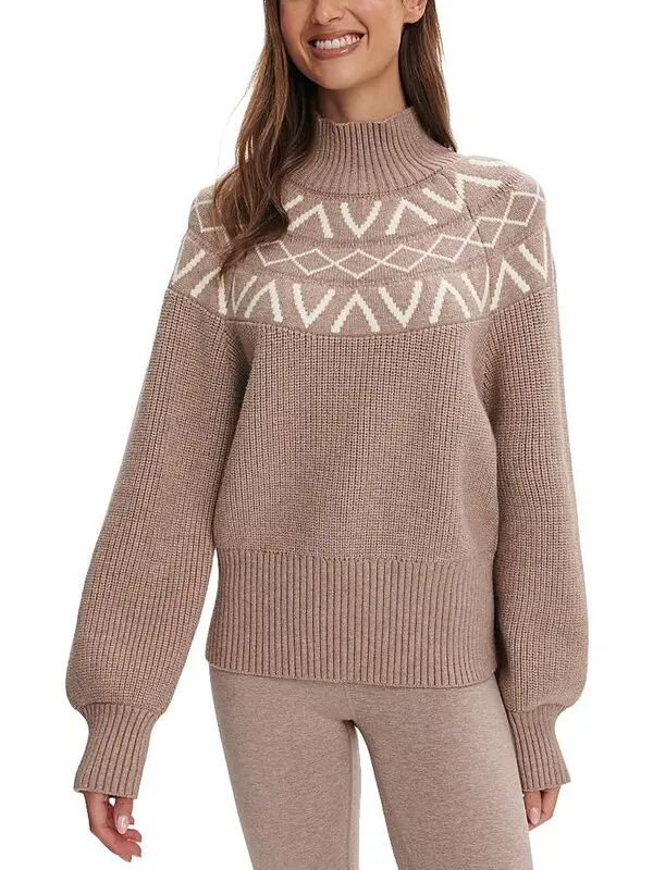 Varley Marcie Fair Isle Yoke Knit Sweater - Light Taupe
