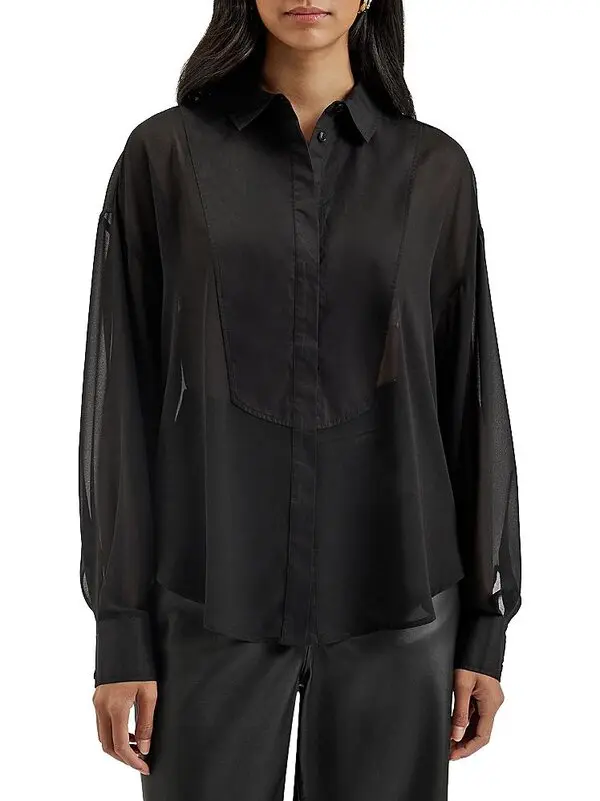 Ted Baker London Lechosa Chiffon Oversized Shirt - Black