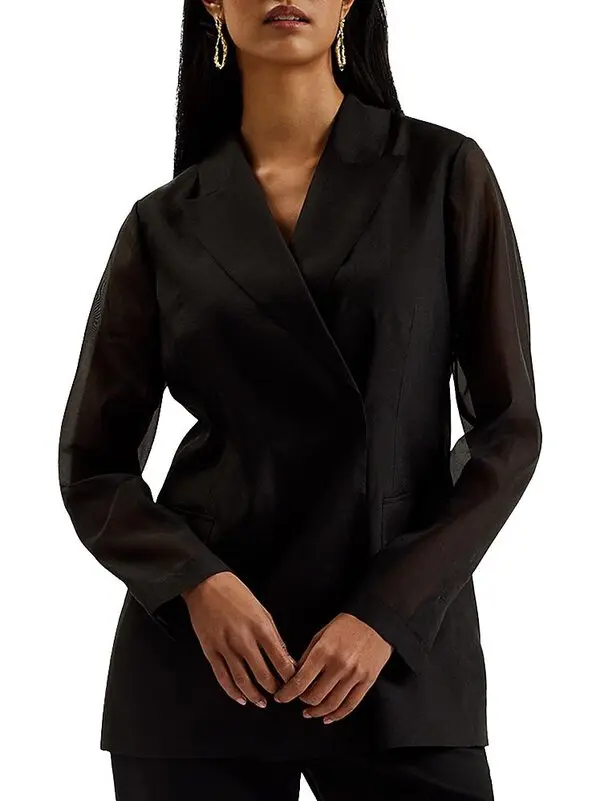 Ted Baker London Organza Collared Blazer - Black