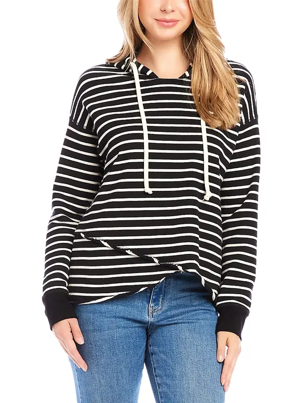 Karen Kane Striped Hooded Sweatshirt - Stripe