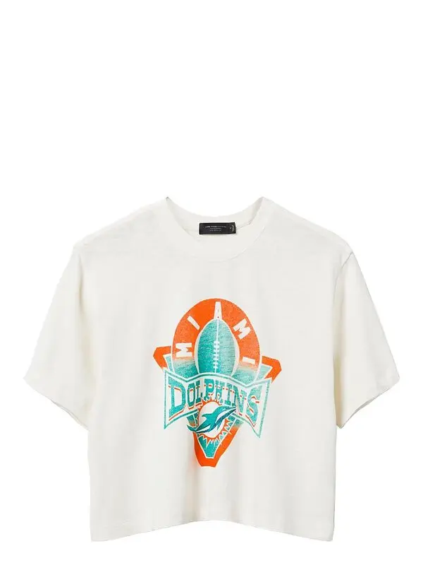 Junk Food Clothing Nfl Miami Dolphins Mock Neck Crop Tee - White