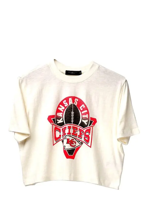 Junk Food Clothing Nfl Kansas City Chiefs Mock Neck Crop Tee - White