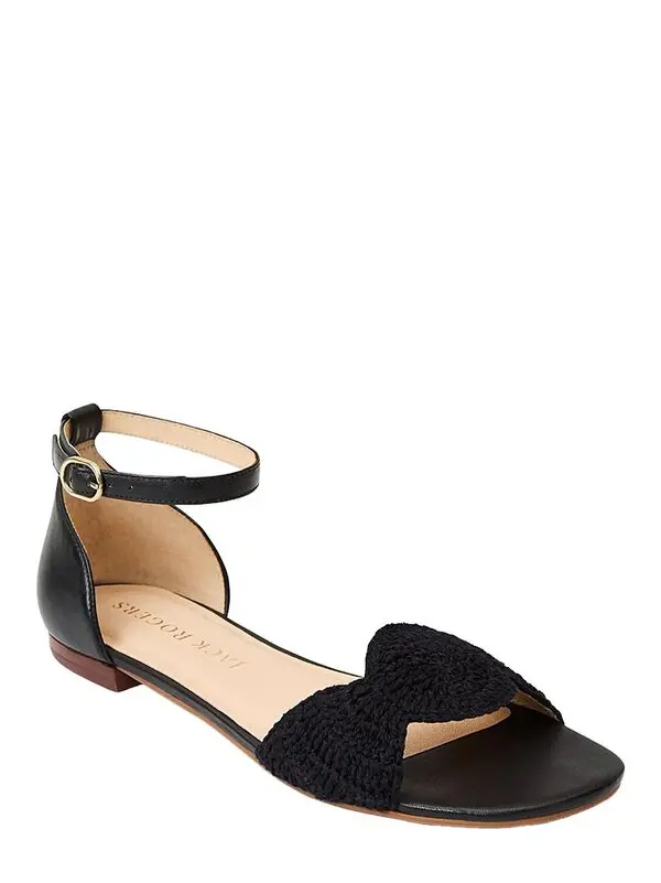 Jack Rogers Laurin Ankle Strap Flats - Black/black Nap