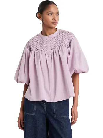 Merlette Meadow Cotton Top - Rose Chambray