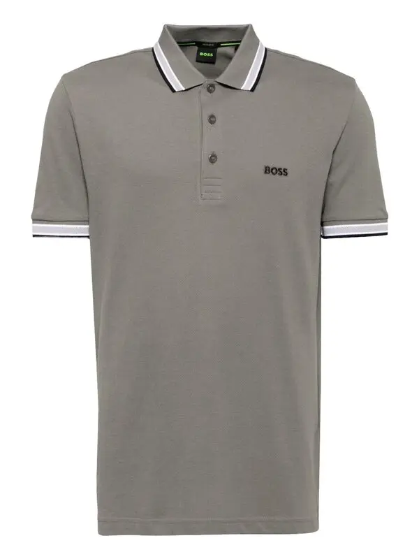 BOSS Logo Embroidery Short-sleeves Polo Shirt - Grey