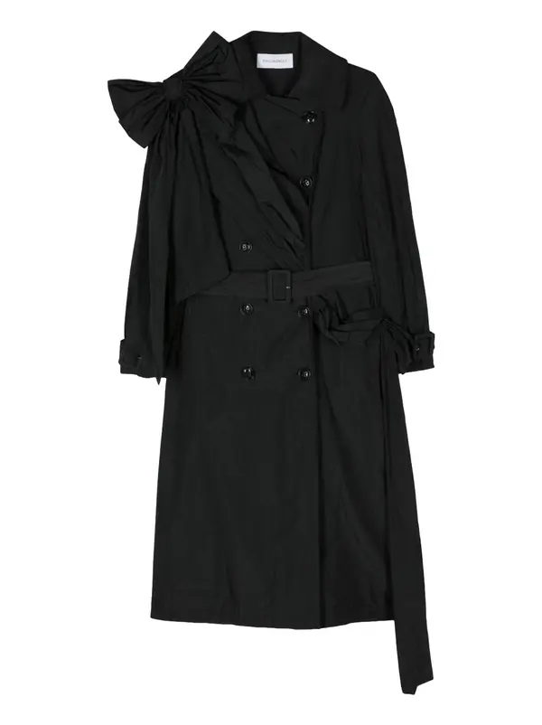 Viktor & Rolf Bow-detail Draped Trench Coat - Black