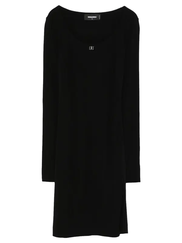 Dsquared2 Logo-plaque Midi Dress - Black