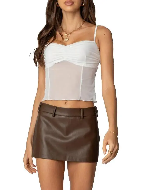 EDIKTED Viv Semisheer Mesh Camisole - White