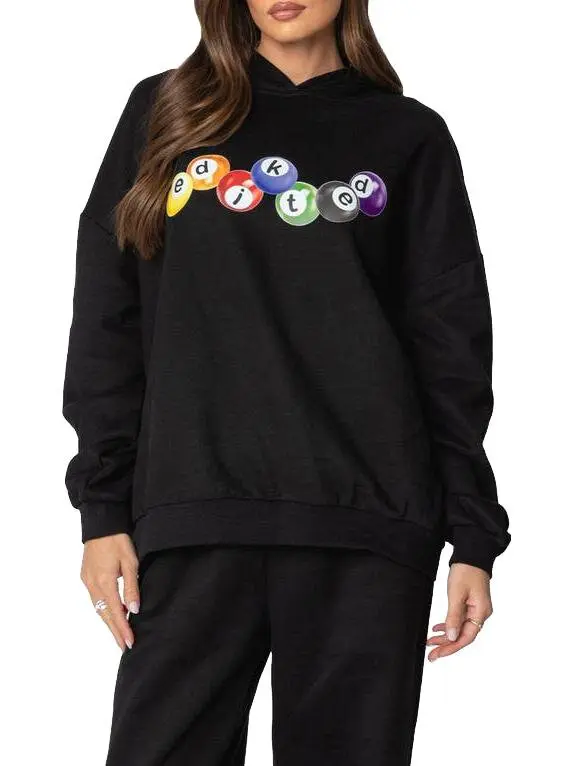EDIKTED Billiard Logo Oversized Hoodie - Black