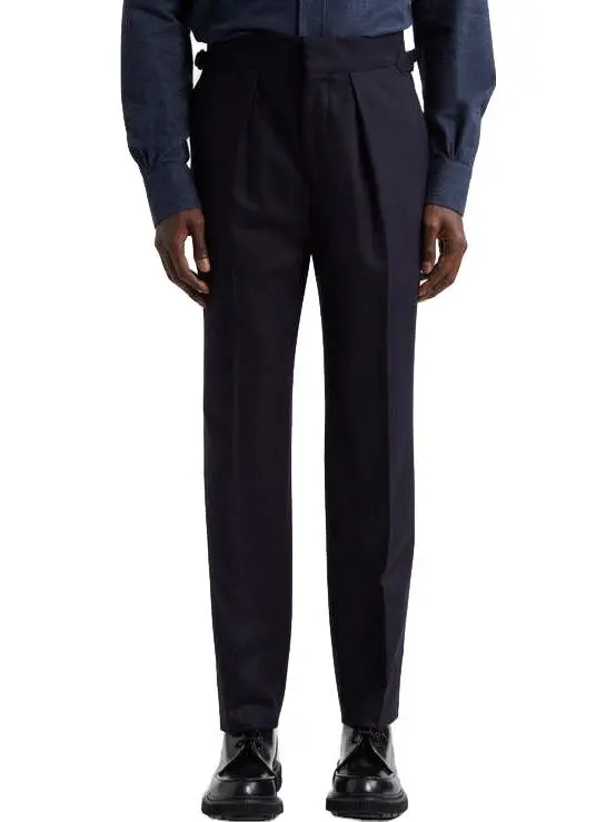 Thom Sweeney Pleated Virgin Wool Twill Trousers - Dark Navy