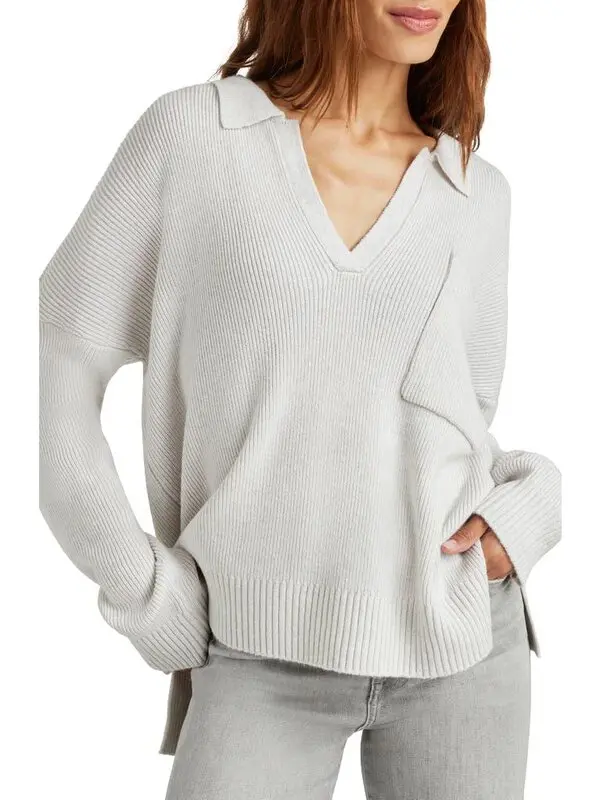 Splendid Kristen Polo Sweater - Ice Heather