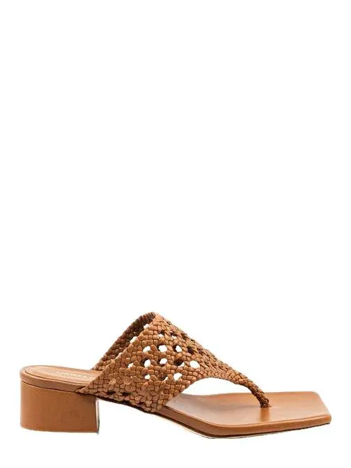 ANDREA GOMEZ Brenda Woven Nappa Leather Sandal - Camel