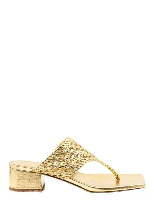 ANDREA GOMEZ Brenda Woven Nappa Leather Sandal - Gold