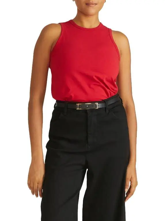 Universal Standard Cai Stretch Pima Cotton Tank - Ruby Red