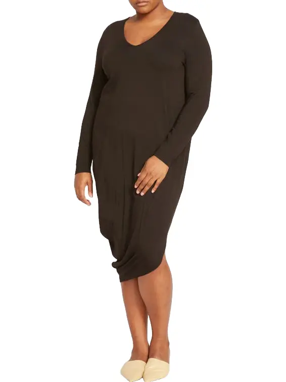 Universal Standard Iconic Geneva Long Sleeve Asymmetric Dress - Black