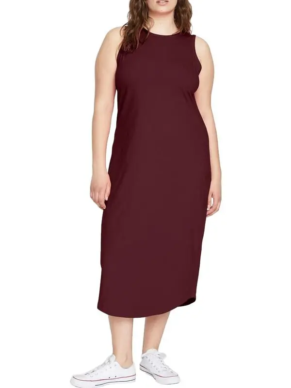 Universal Standard Cal Tank Midi Dress - Black Cherry Red
