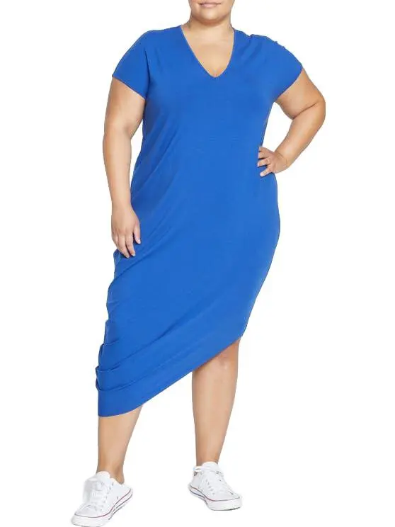 Universal Standard Geneva Asymmetric T-shirt Dress - Lapis