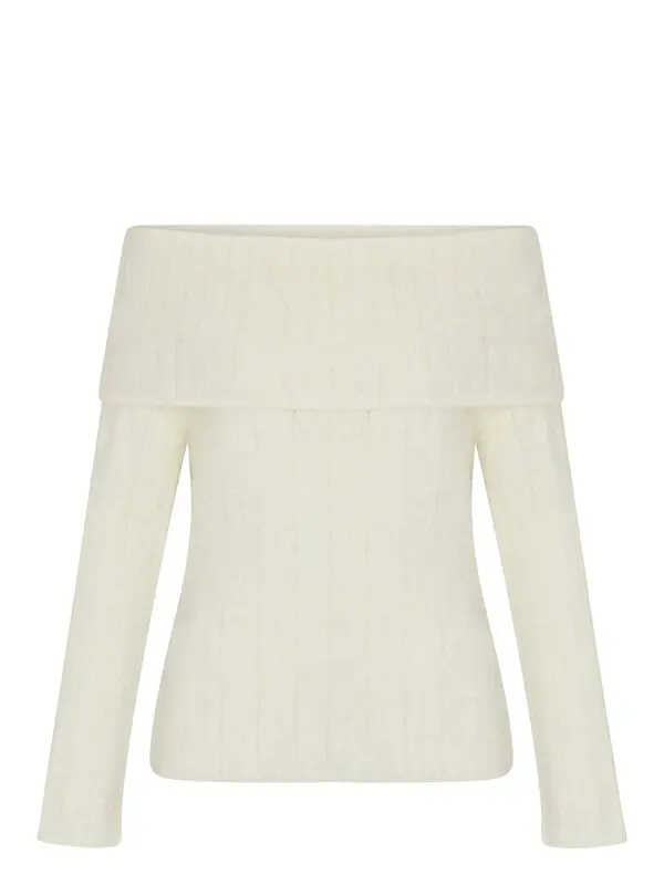 Rebecca Taylor Miro Off-the-shoulder Sweater - Eggshell