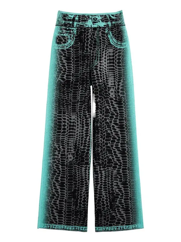 Ph5 Zahra Printed Wide-leg Trousers - Black