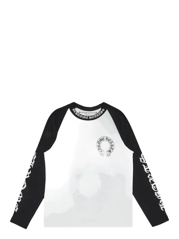 Chrome Hearts Horseshoe Neck Logo 3/4 Shirt /white - Black