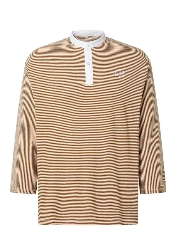 BODE Newton Striped Cotton Top - Brown