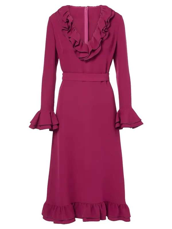 Valentino Garavani Cady Couture Ruffled Midi Dress - Purple