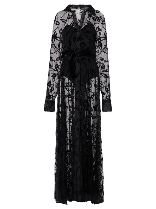 Norma Kamali Sheer Floral Maxi Dress - Black