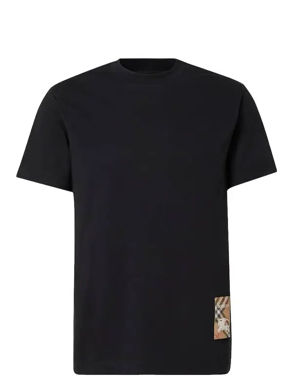 Burberry Check Cotton T-shirt - Black