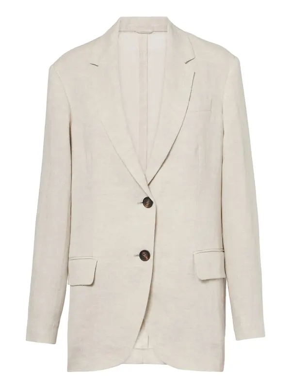 Brunello Cucinelli Single-breasted Linen-blend Blazer - Beige